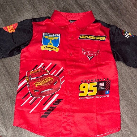 Disney | Shirts & Tops | Disney Cars Red And Black Button Down Shirt ...